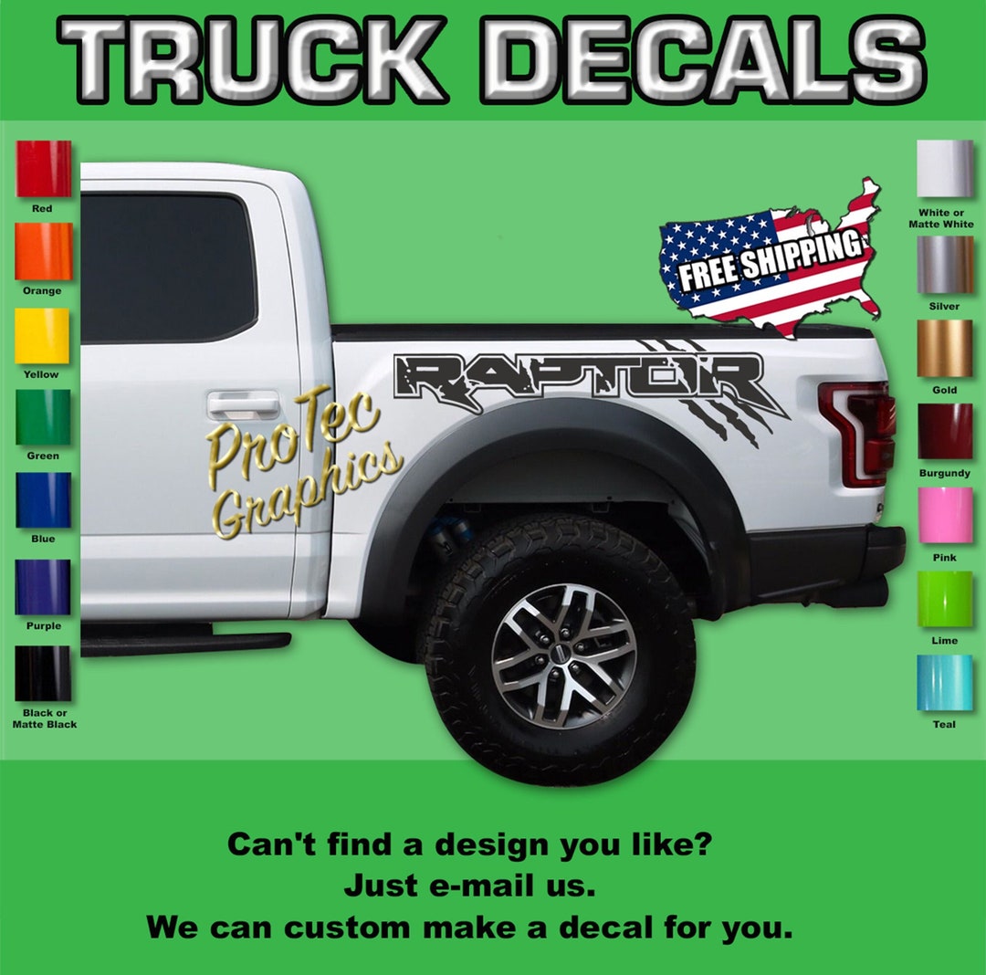 Raptor Scratches Fits: Ford Rear Bedside Truck Decal Graphics (frd-03 ...