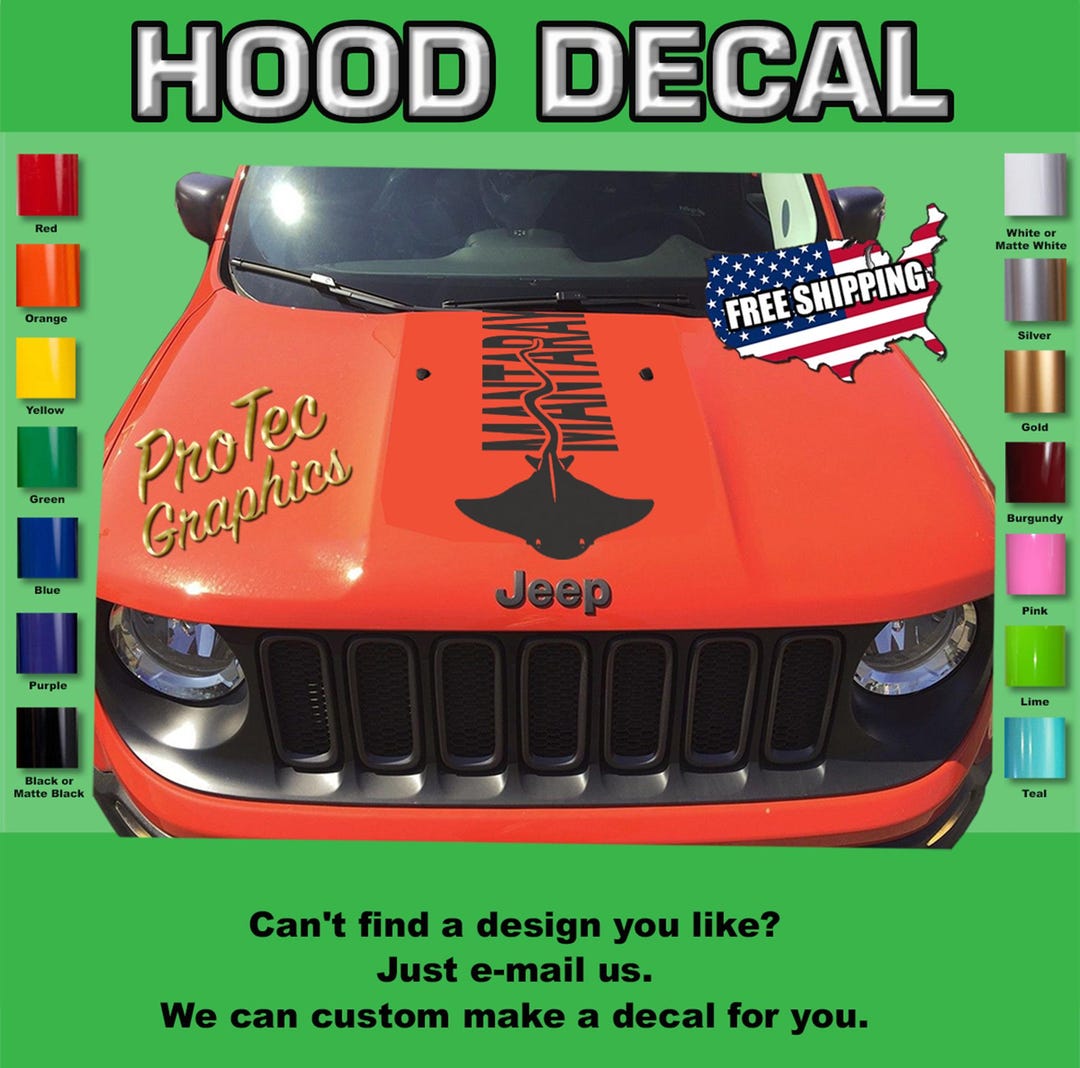 Hood Vinyl Decal Graphics Fits Jeep Renegade Ren-217- Blackout ...