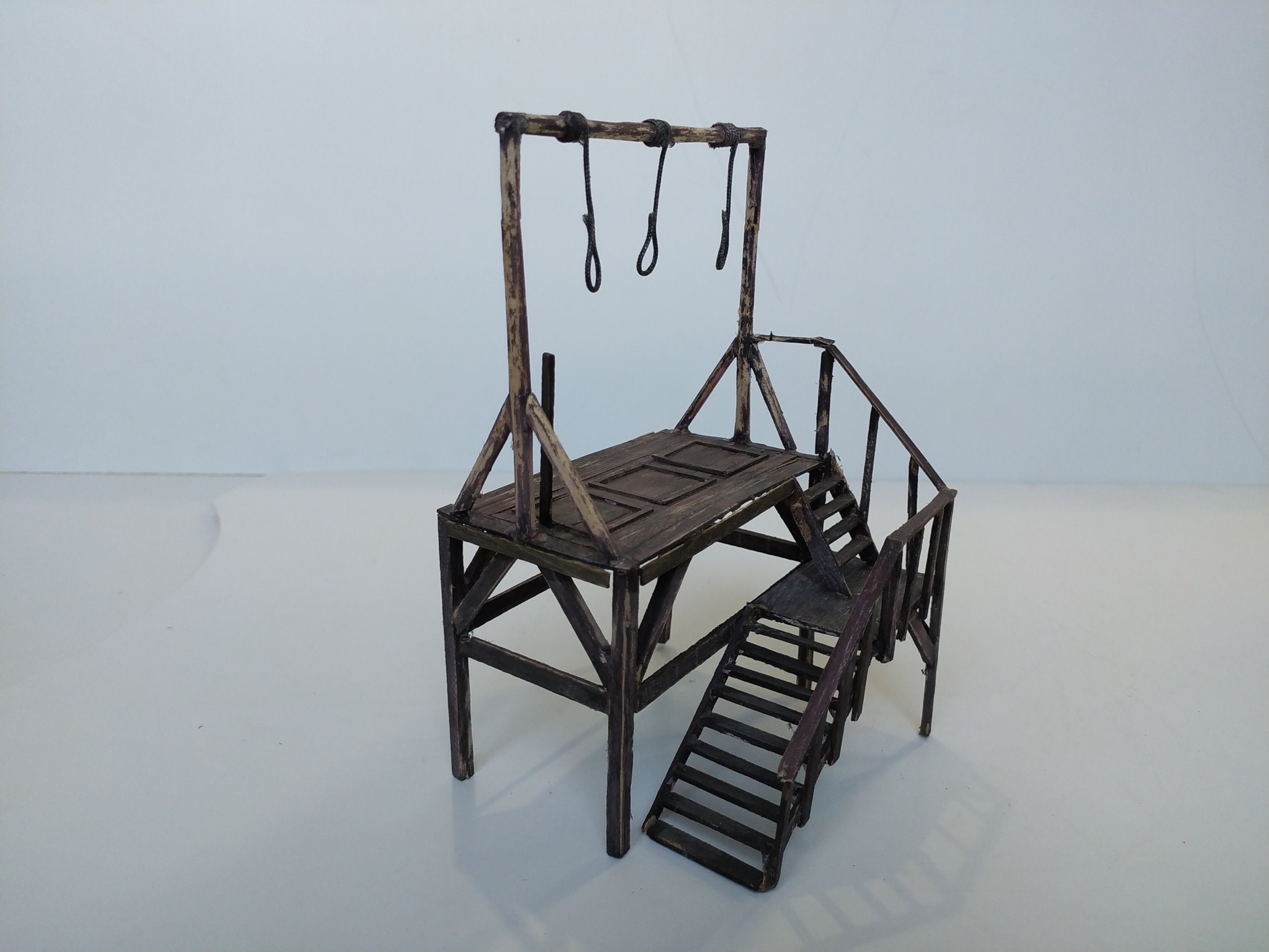 Old West Handmade Wood Miniature 1/12 Scale Gallows Interactive Fall ...