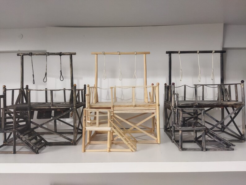 Old West Handmade Wood Miniature 1/24 Scale Gallows - Interactive ...