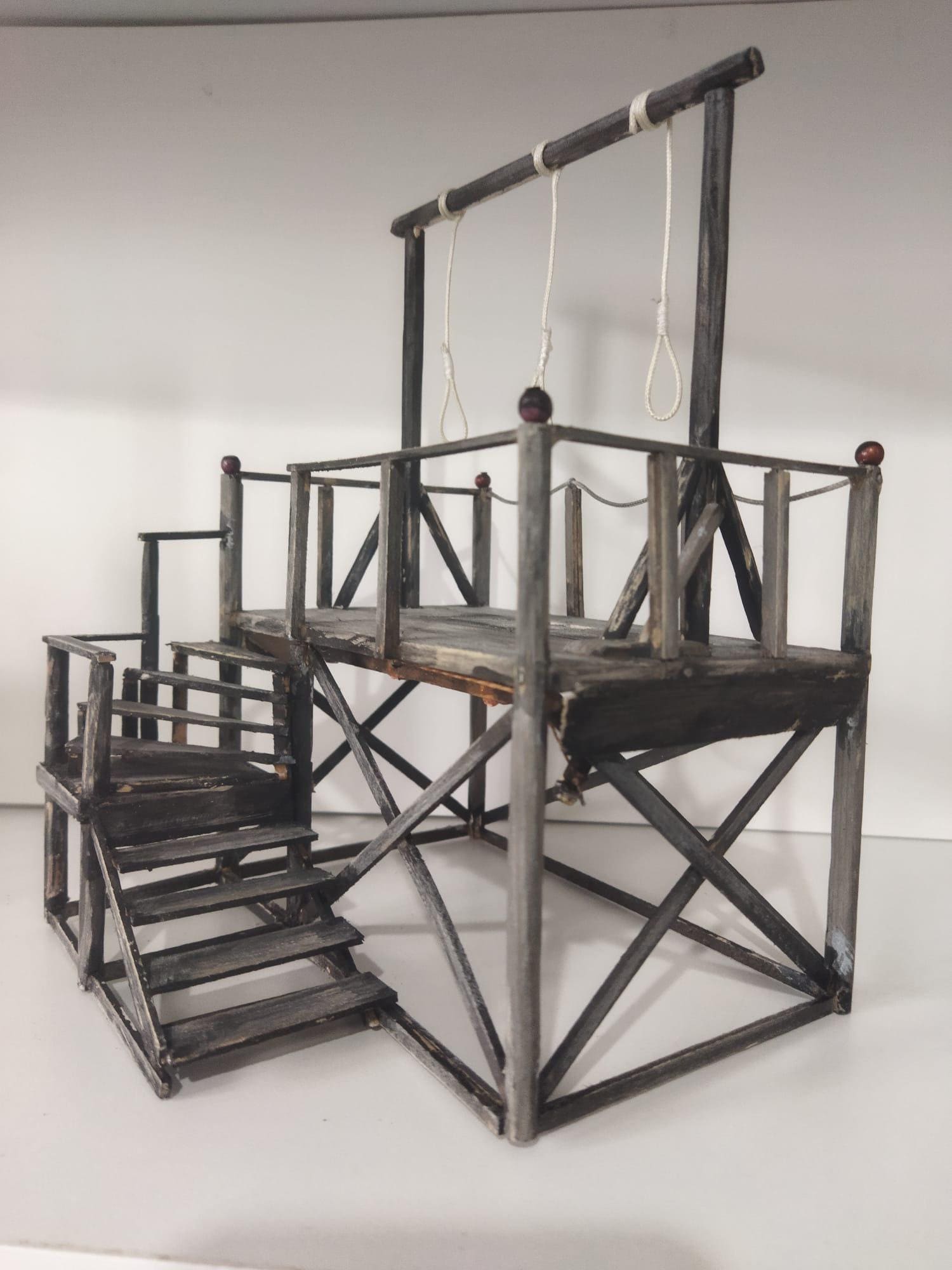 Old West Handmade Wood Miniature 1/24 Scale Gallows - Interactive ...