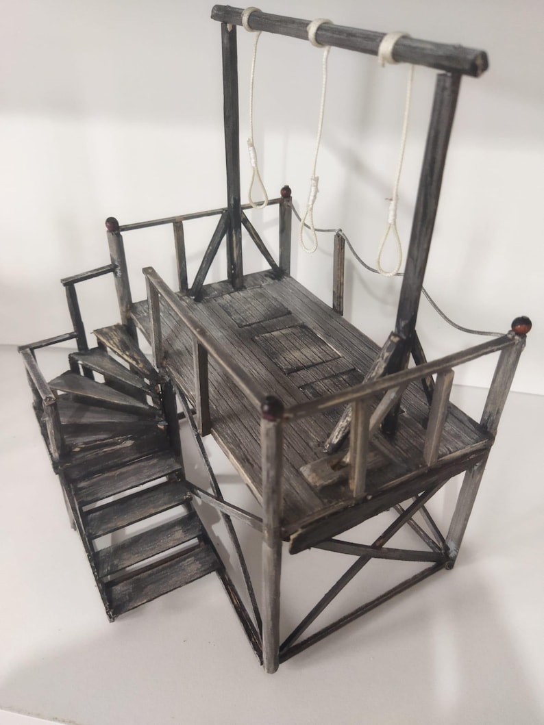 Old West Handmade Wood Miniature 1/24 Scale Gallows - Interactive ...