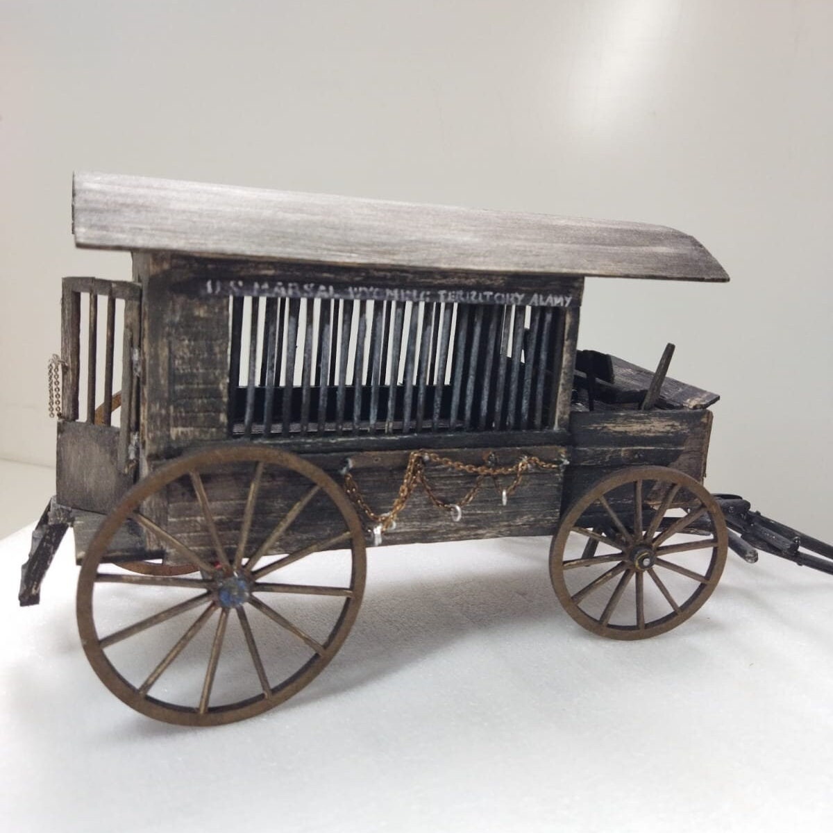 Miniature Stagecoach Handmade Vintage Prison Wagon U.S.MARSHAL WYOMING ...