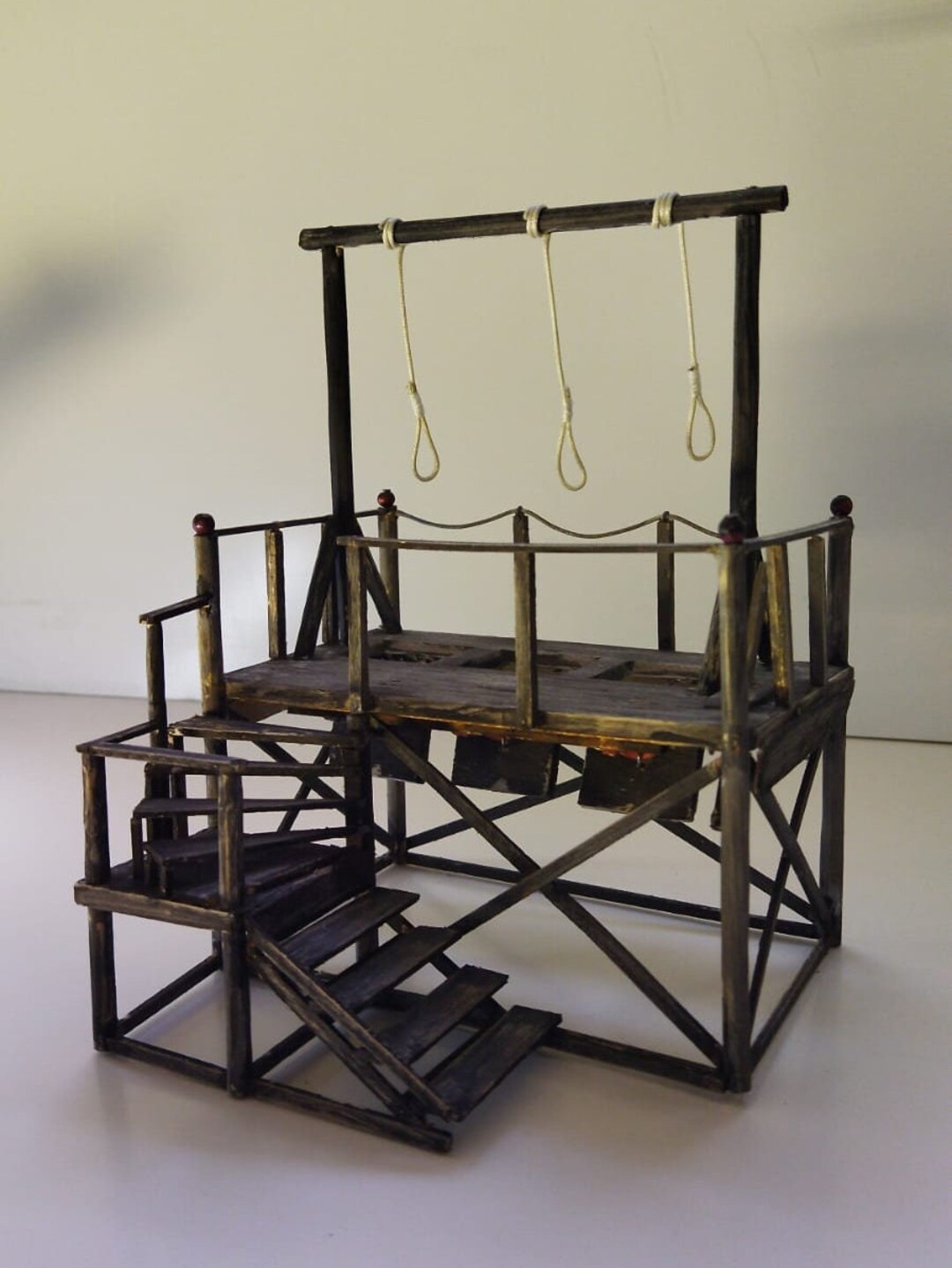 Old West Handmade Wood Miniature 1/12 Scale Gallows Interactive Fall ...