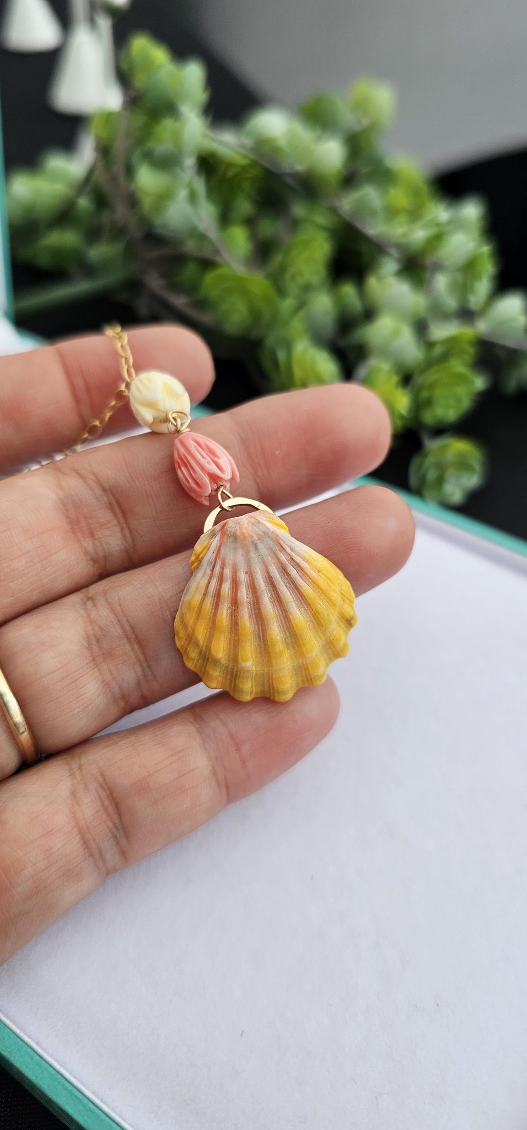 Sunrise Seashell Gold Necklace. Sea Shell Gold Necklace. Sea Shell ...