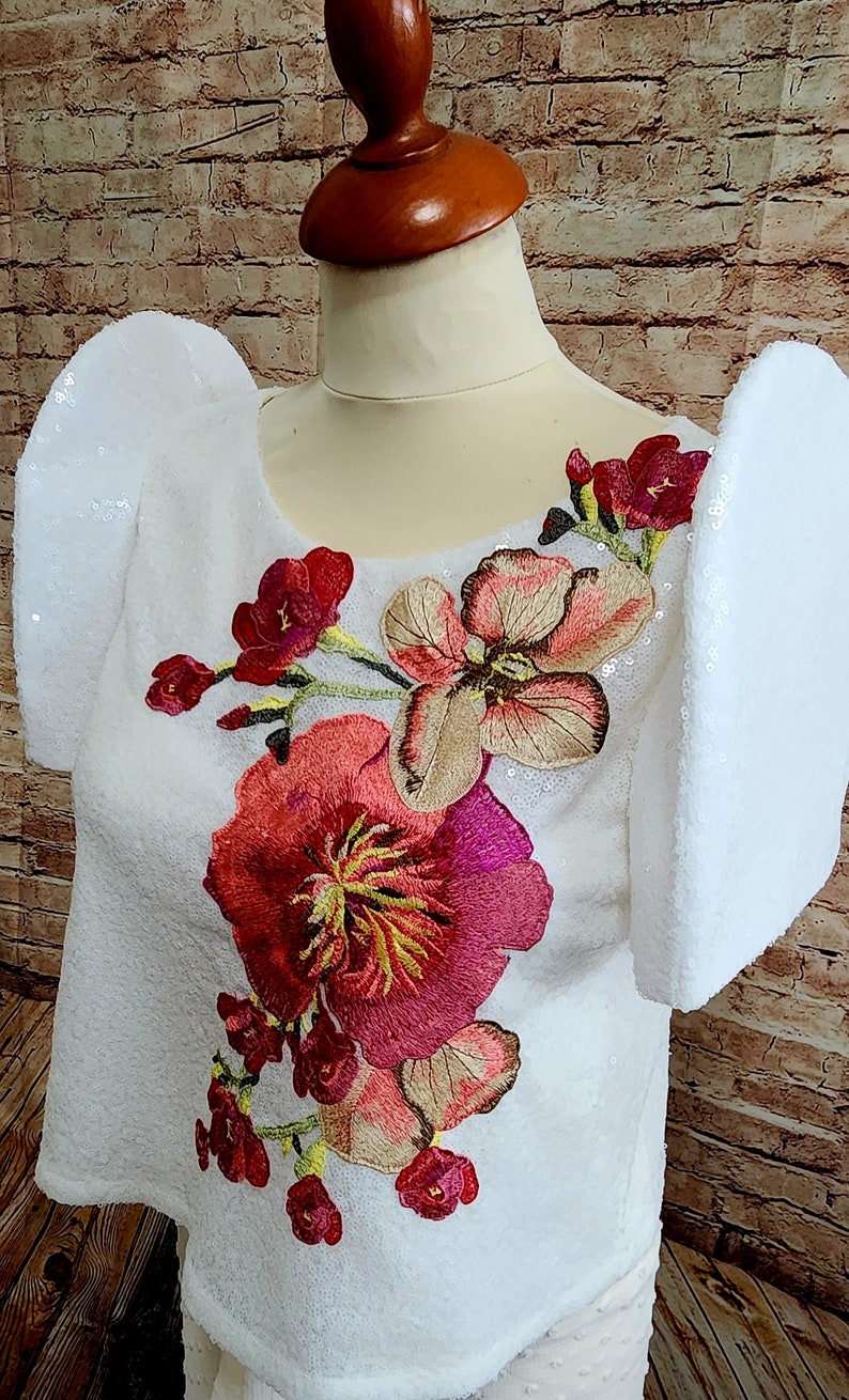 FILIPINIANA KIMONA MESTISA Top or Set W/ Butterfly Sleeve Embroiderd ...