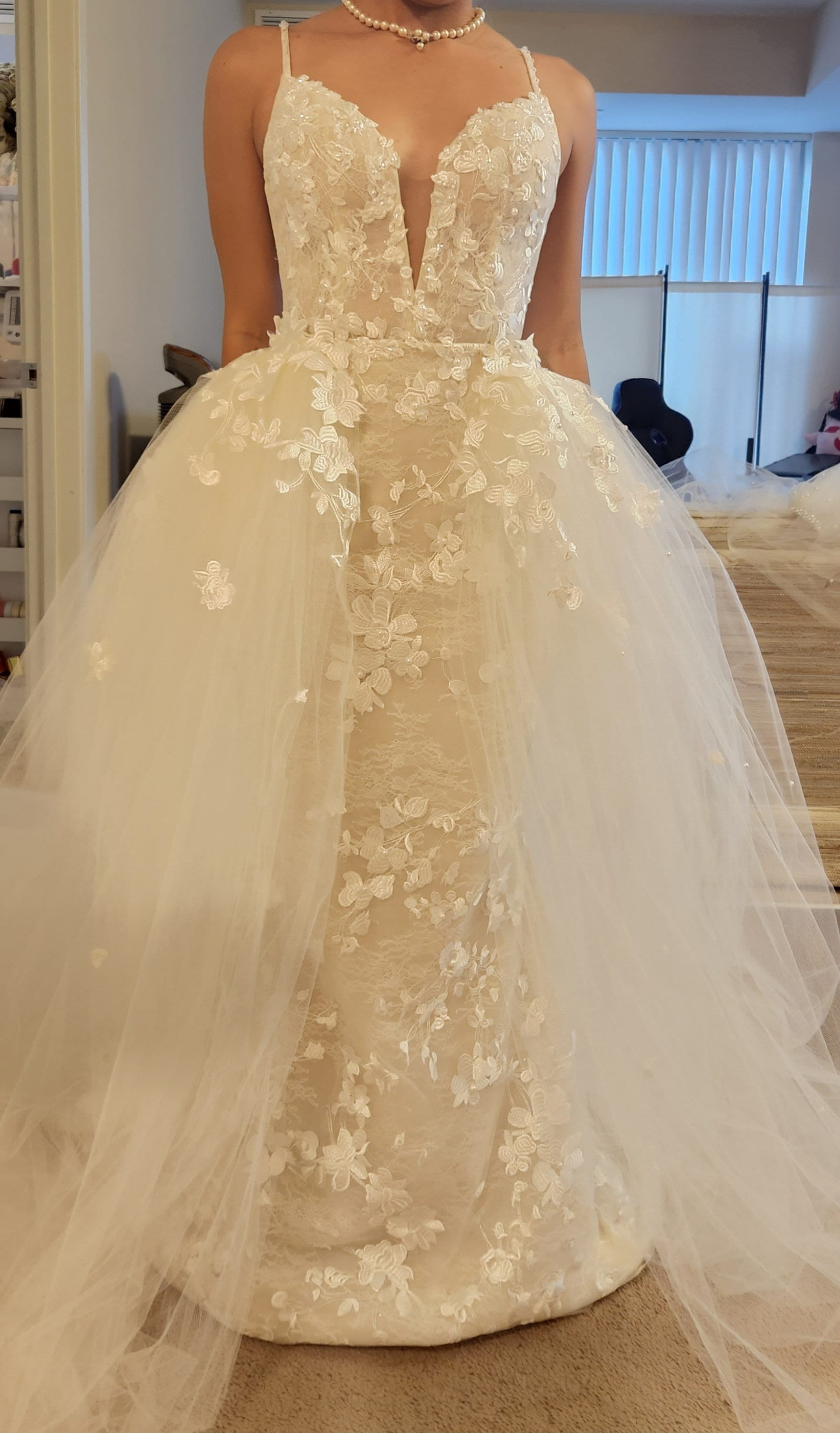 TULLE OVERSKIRT BALLGOWN Multi Layer With Lace Applique Couture Over ...