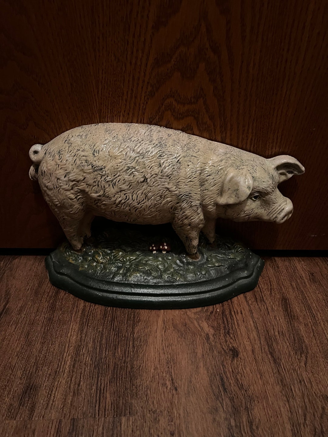 Hand Painted Metal Pig Statue - Etsy