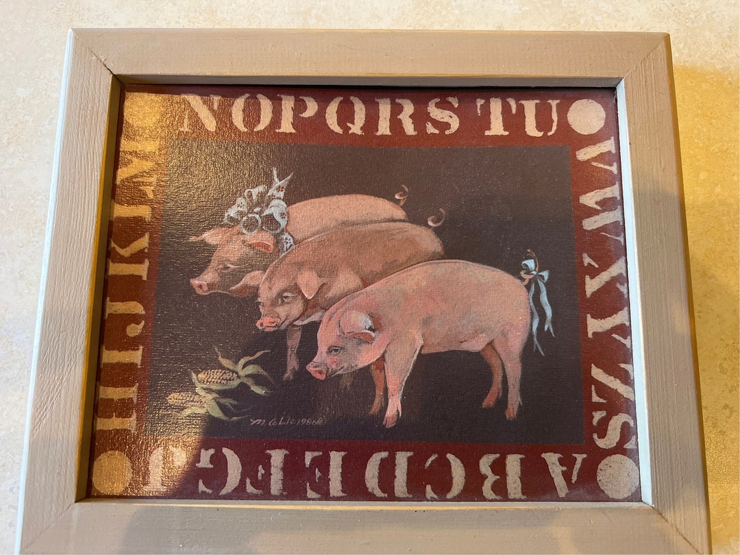 Framed Pig Art Signed by Artist - Etsy