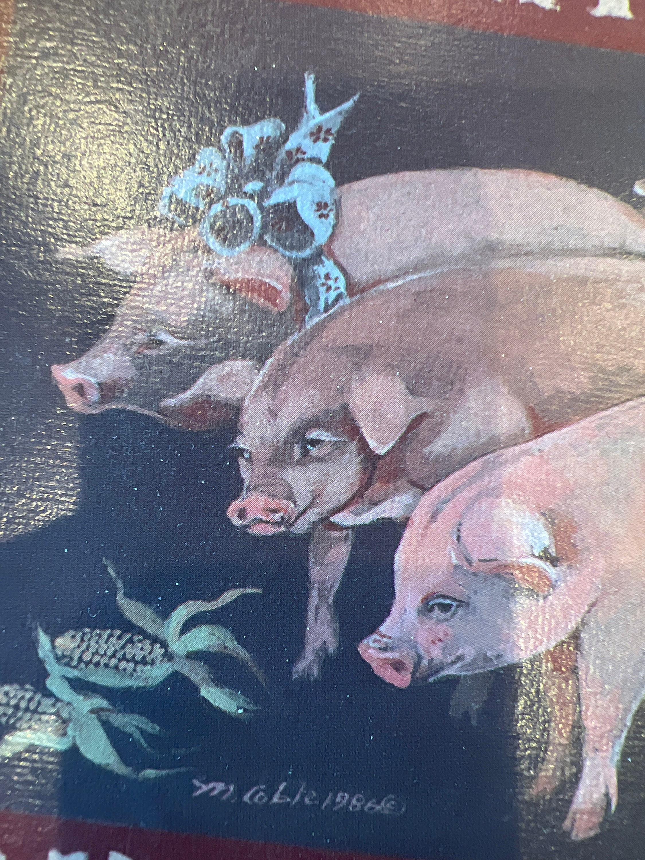 Framed Pig Art Signed by Artist - Etsy