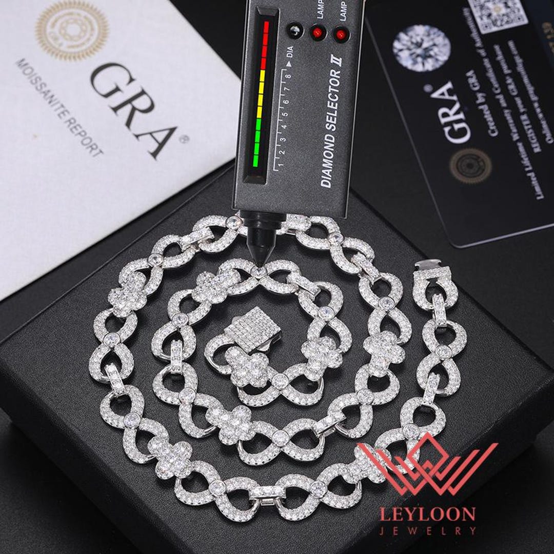12mm Infinity & Cross Chain Hip Hop Rapper Miami Necklace Push Button ...