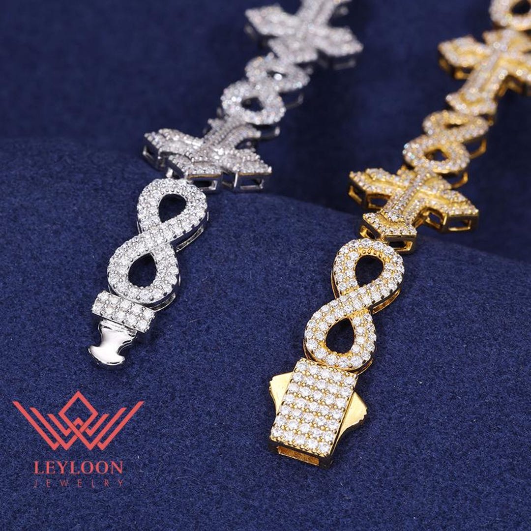 15mm Infinity & Cross Bracelet Push Button to Open 6 7 8 9 Inches ...