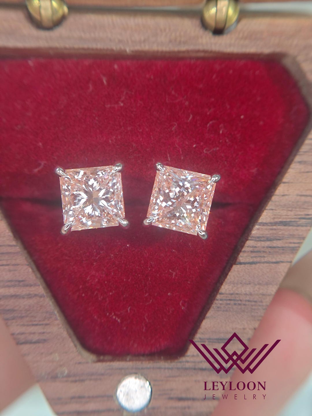 Princess Cut Lab Grown Diamond Stud Earrings – 10K White Gold - Etsy UK