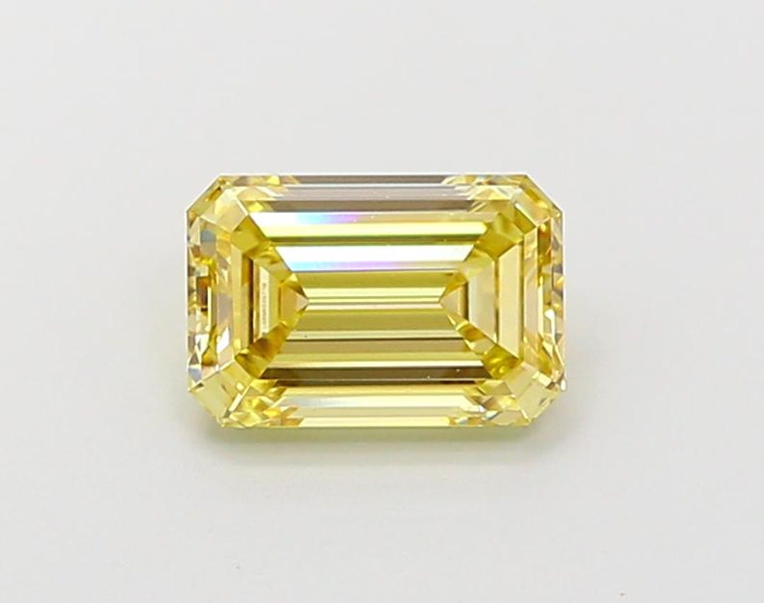 Emerald Cut Intense Yellow Lab Grown Diamond, VVS/VS Clarity, IGI ...