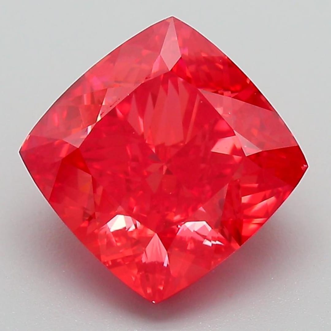 Rare Cushion Cut 4.13 Carat Vivid Red Lab Grown Diamond, IGI Certified ...