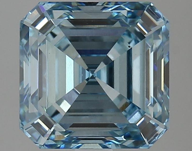 IGI Certified Asscher Cut Fancy Intense Blue Lab Grown Diamond - Etsy
