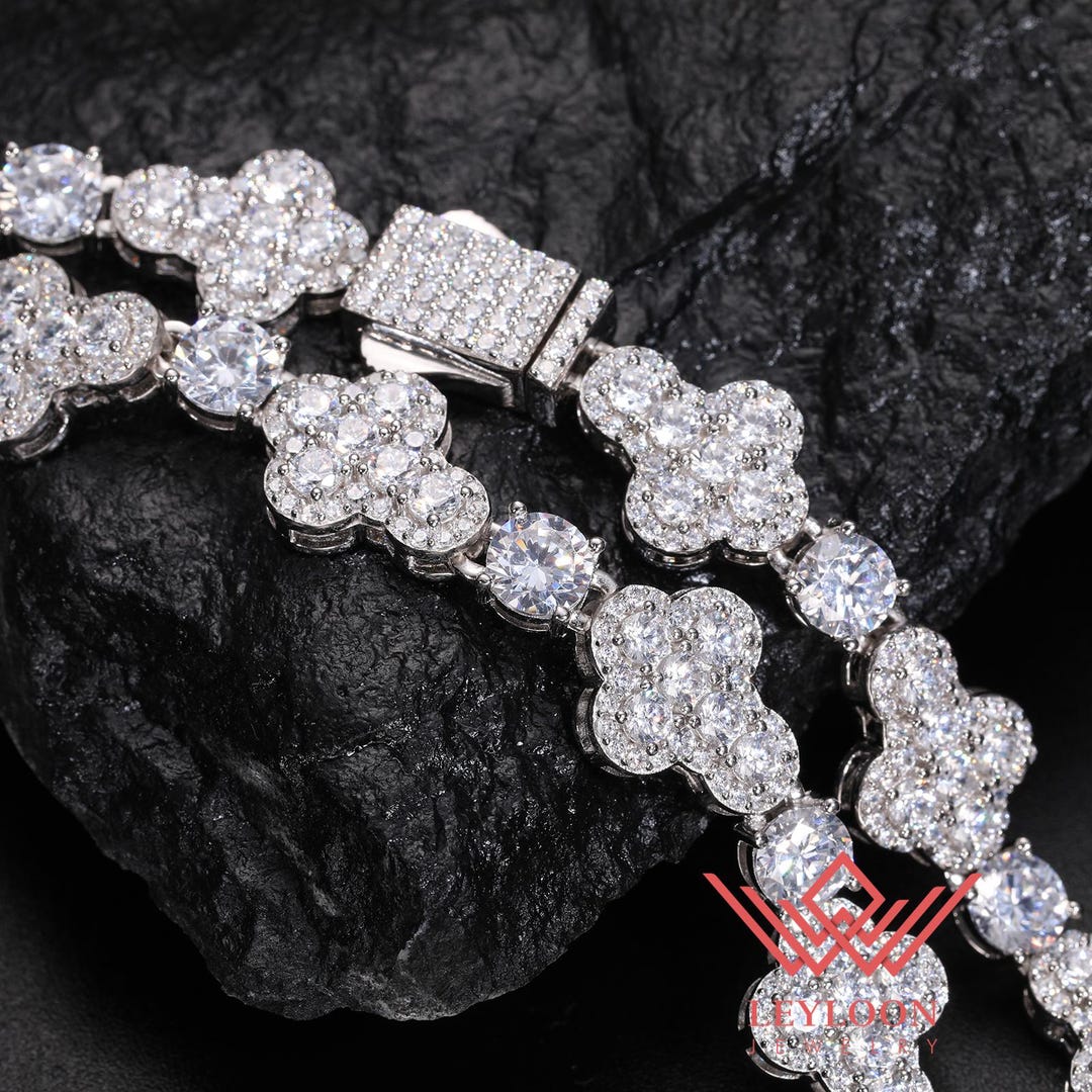 10mm Iced Out Cross Link Chain Necklace Push Button 20 22 24 26 30 ...