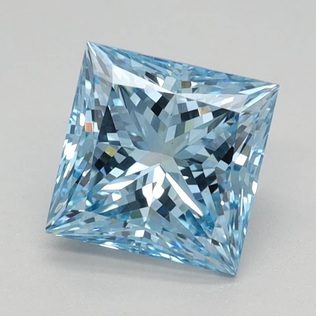 Princess Cut Vivid Blue Lab Grown Diamond, VVS/VS IGI Certified - Etsy UK