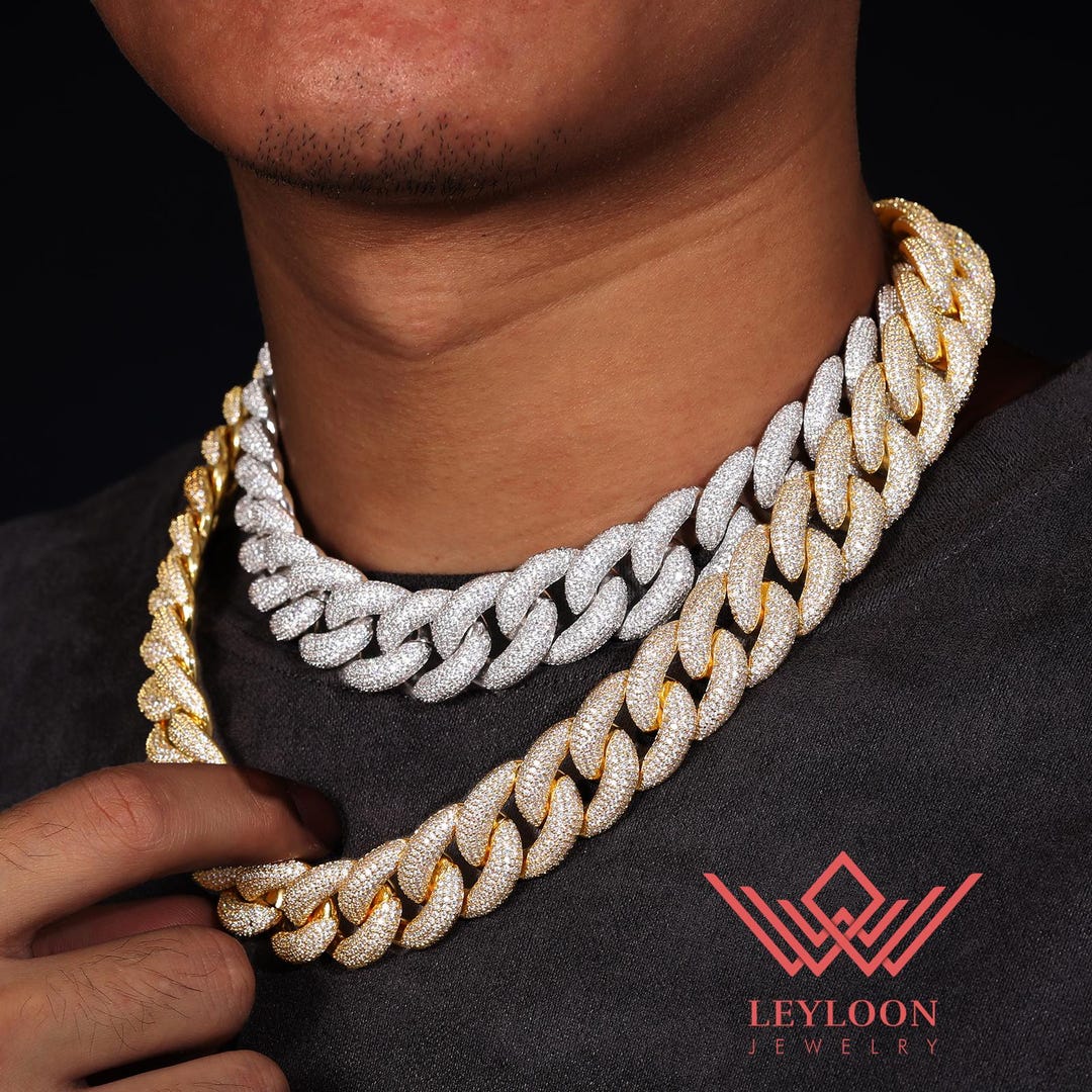 20mm Cuban Link Chain Necklace Foldable Box Clasp 15 16 17 18 20 Inches ...