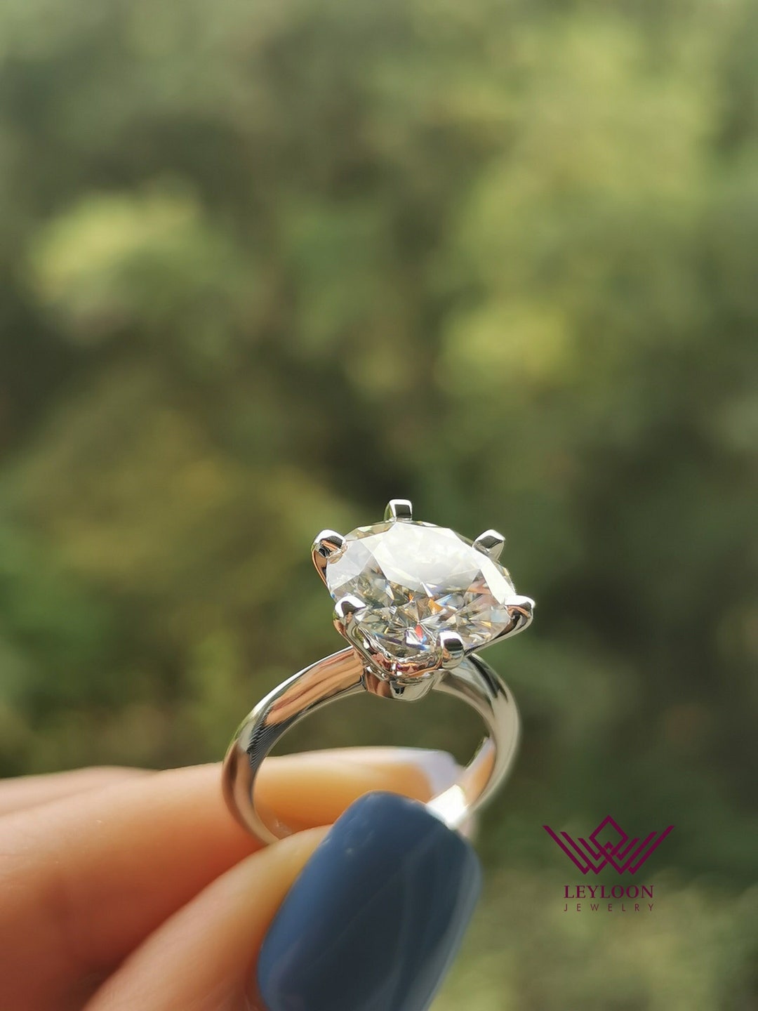 5 Carat Round Cut 6 Prong Solitaire Pinched Shank D Colorless ...