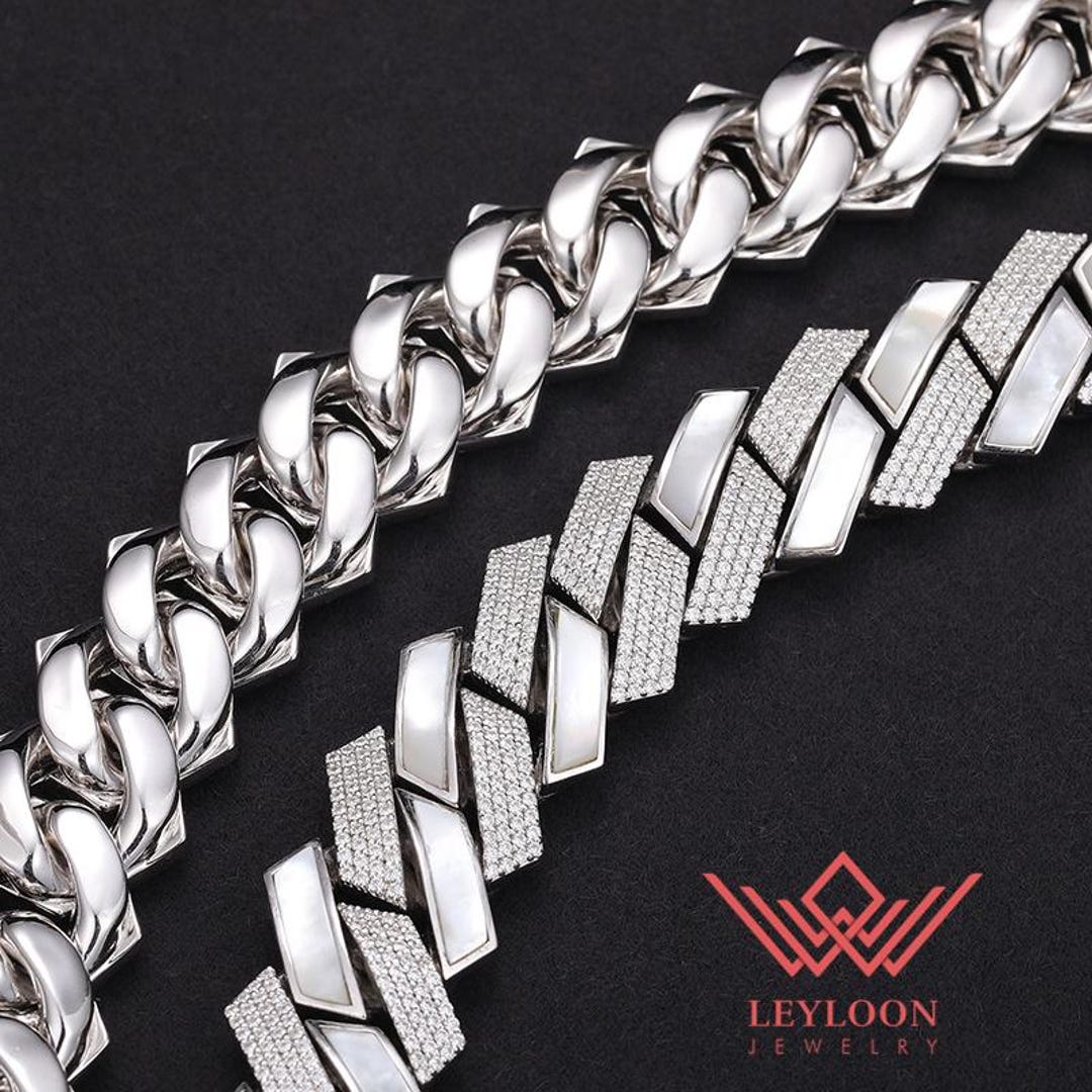 18mm Cuban Link Chain Necklace Four Row Stones Foldable Box Clasp 20 22 ...