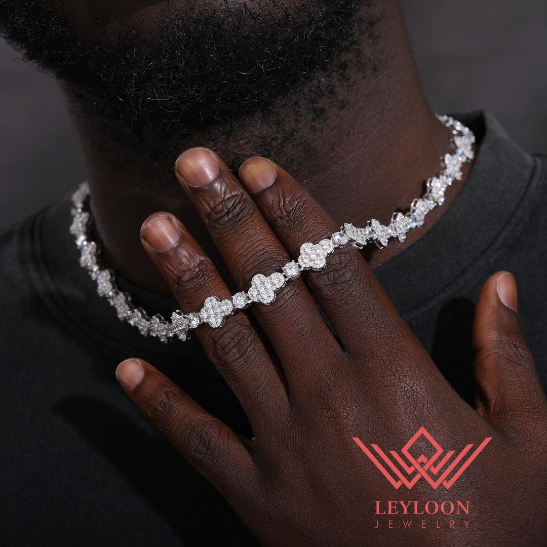 10mm Iced Out Cross Link Chain Necklace Push Button 15 16 17 18 20 ...