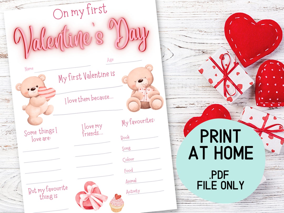 On My First Valentine's Day Questionnaire Printable for New Parents ...