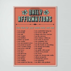 Retro Classic Vintage Printable Art Wall Decor Positive Affirmations ...