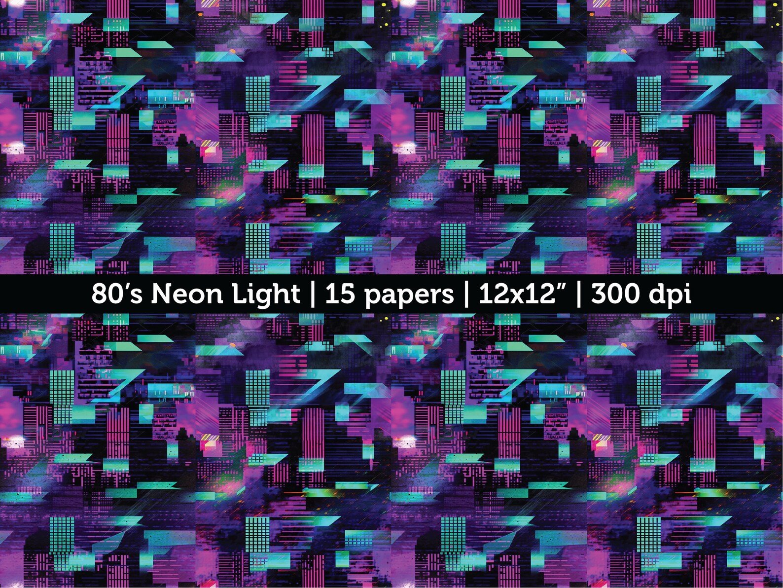 80's Retro Neon Digital Paper Scrapbooking High Quality JPG 300 Dpi ...