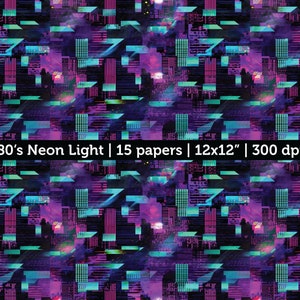 80's Retro Neon Digital Paper Scrapbooking High Quality JPG 300 Dpi ...