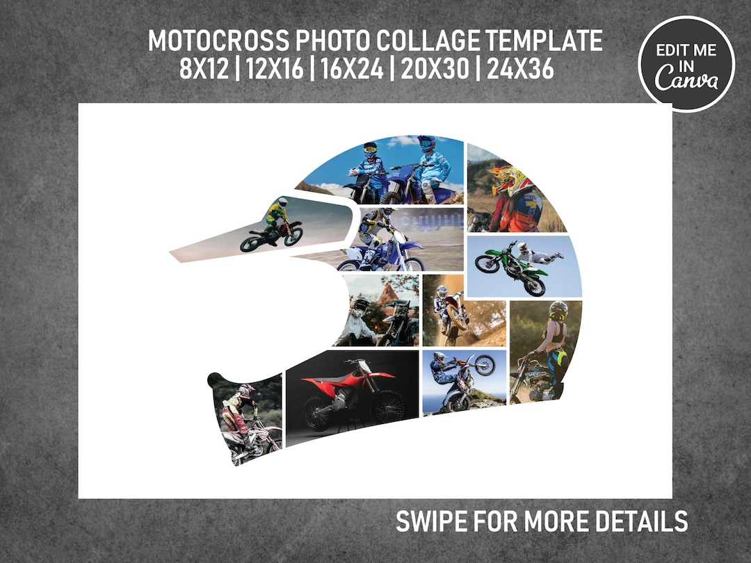 Motocross Racing Photo Collage Template Canva PDF | Memorial Collage ...