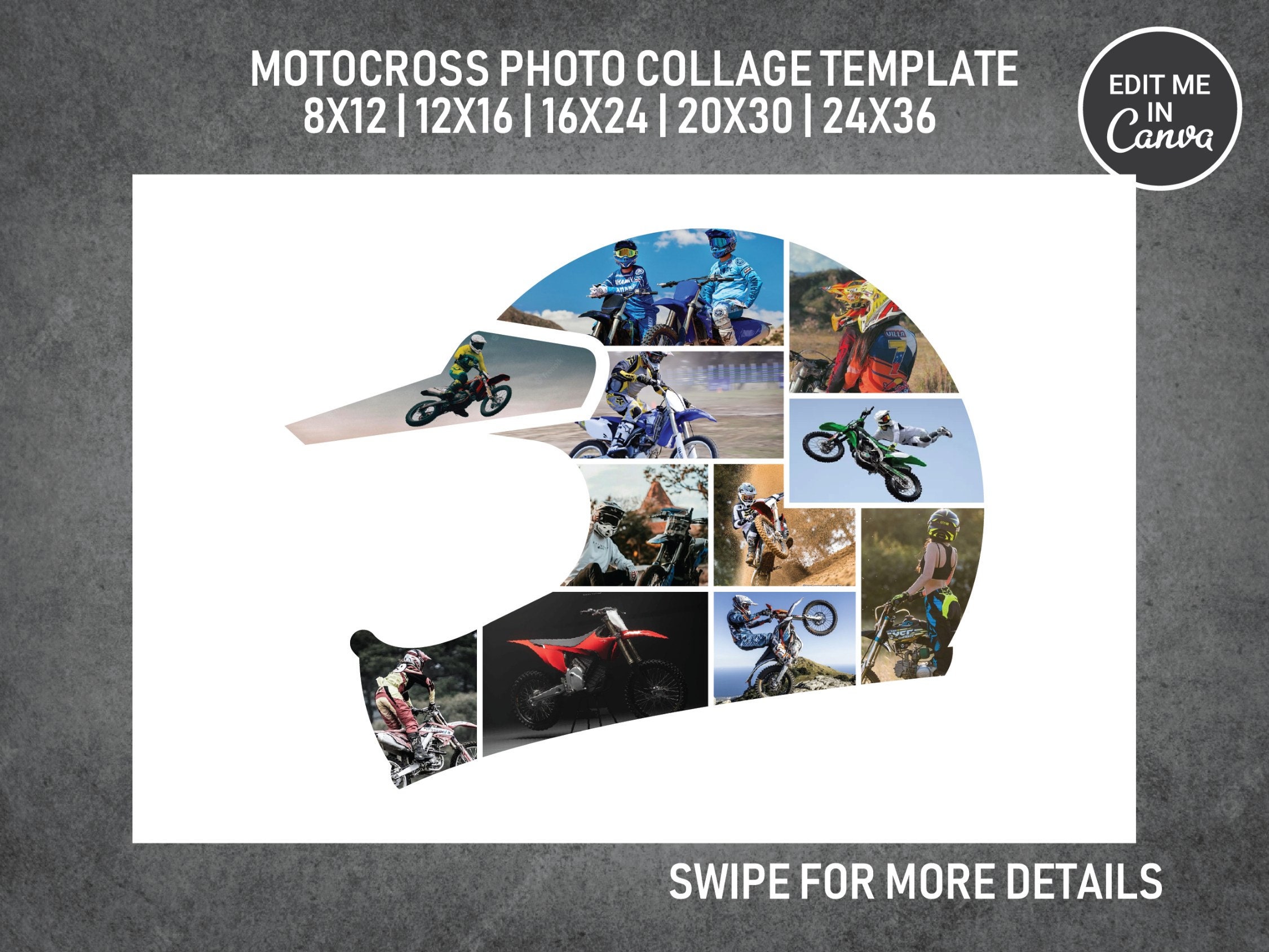 Motocross Racing Photo Collage Template Canva PDF | Memorial Collage ...