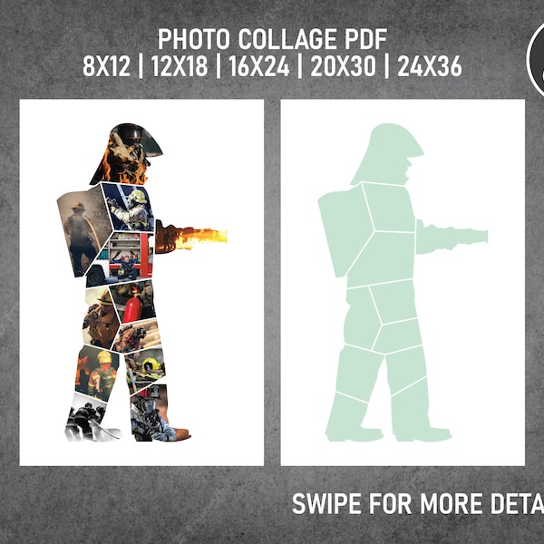 Firefighter Photo Collage Template - Etsy