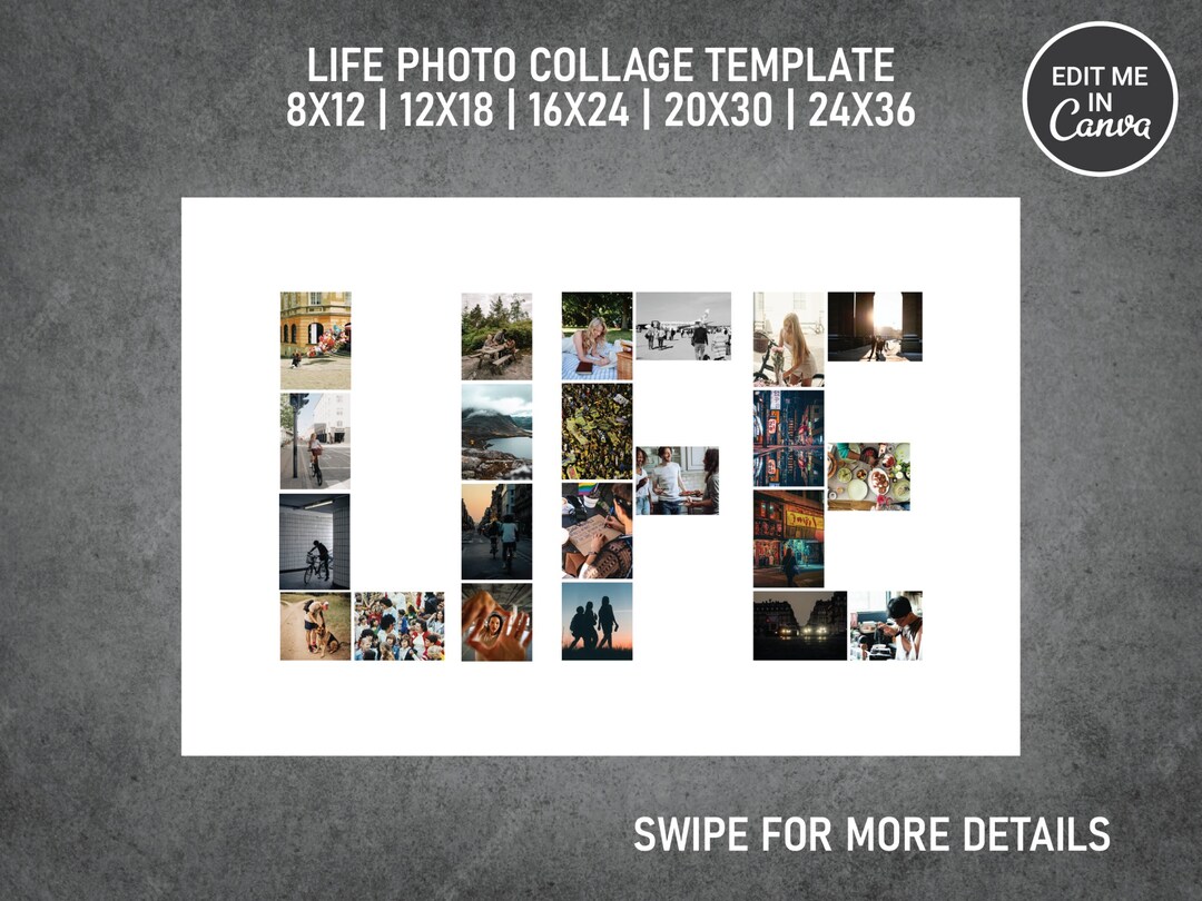 Life Photo Collage PDF / Pic Collage / Image Collage Template 8.5x11 ...