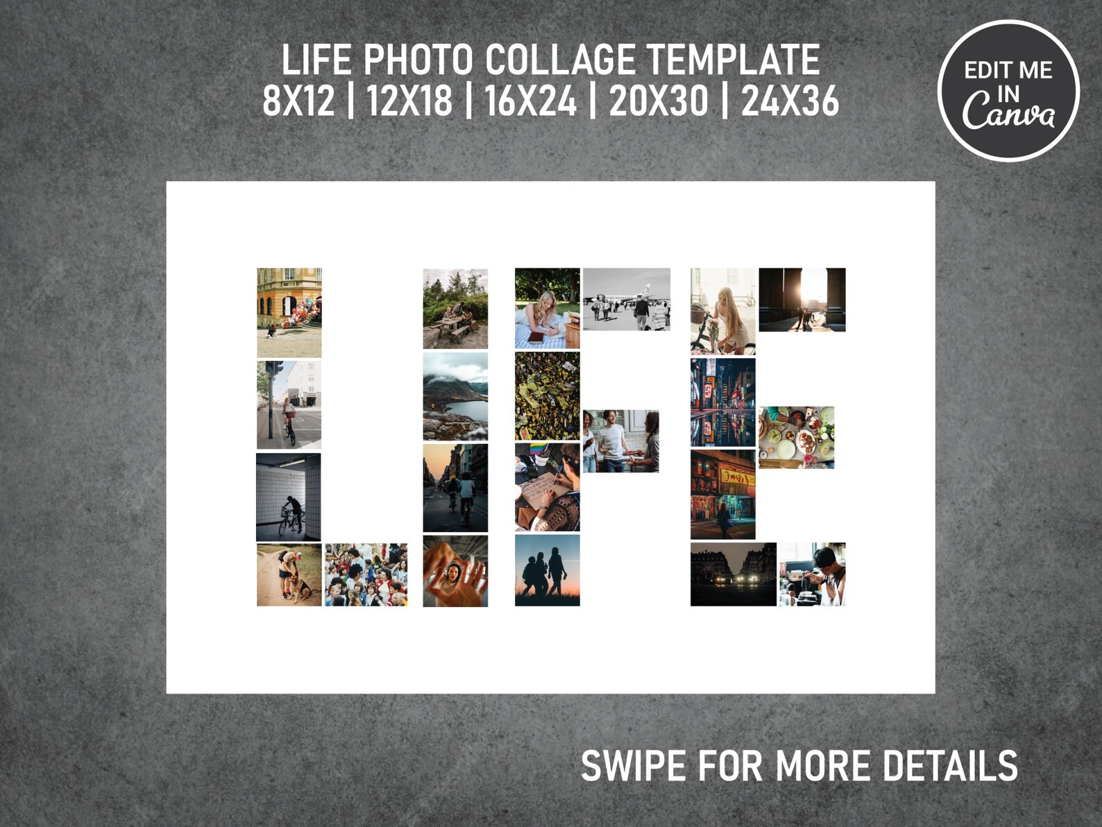 Life Photo Collage PDF / Pic Collage / Image Collage Template - Etsy