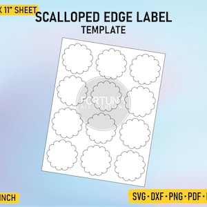 2.5" Scalloped Edge Label Template SVG Cut File Vector Cricut Png Dxf ...