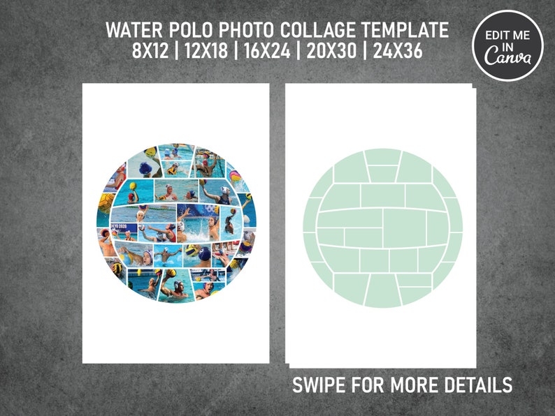 Water Polo Ball Sport Photo Collage Template Canva PDF - Etsy