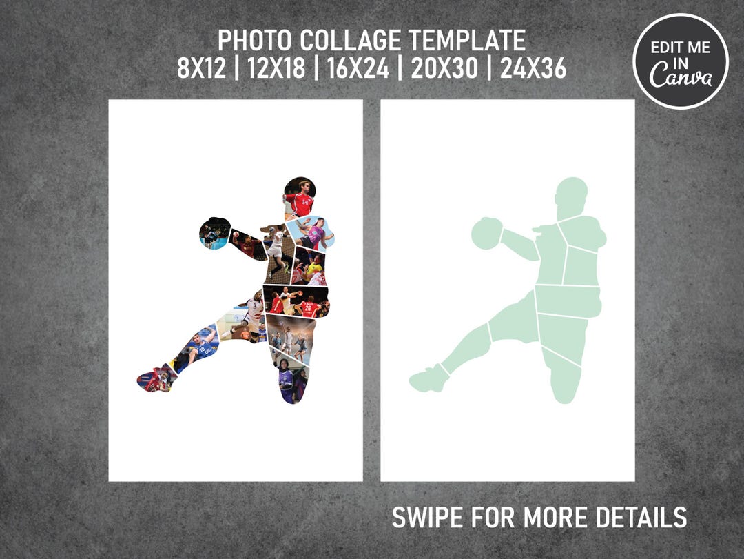 Handball Photo Collage Canva Template PDF | Memorial Collage 8x12 ...