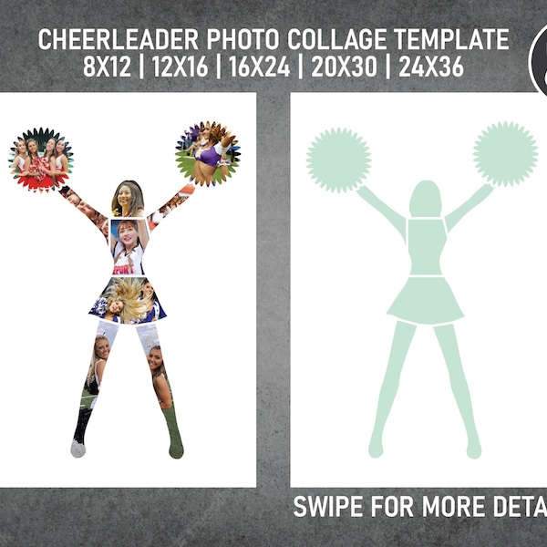 Cheerleader Photo Collage Template - Etsy