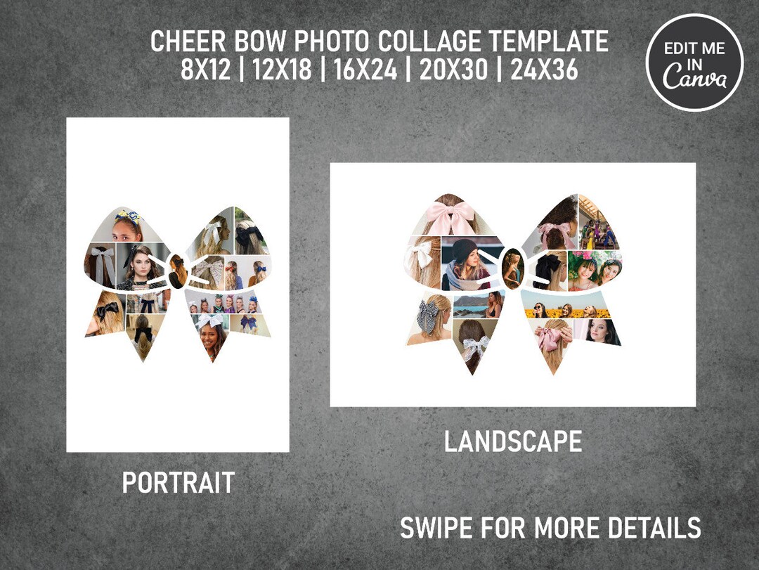 Hair Bow | Cheer Bow Photo Collage Template Canva | Memorial Collage ...