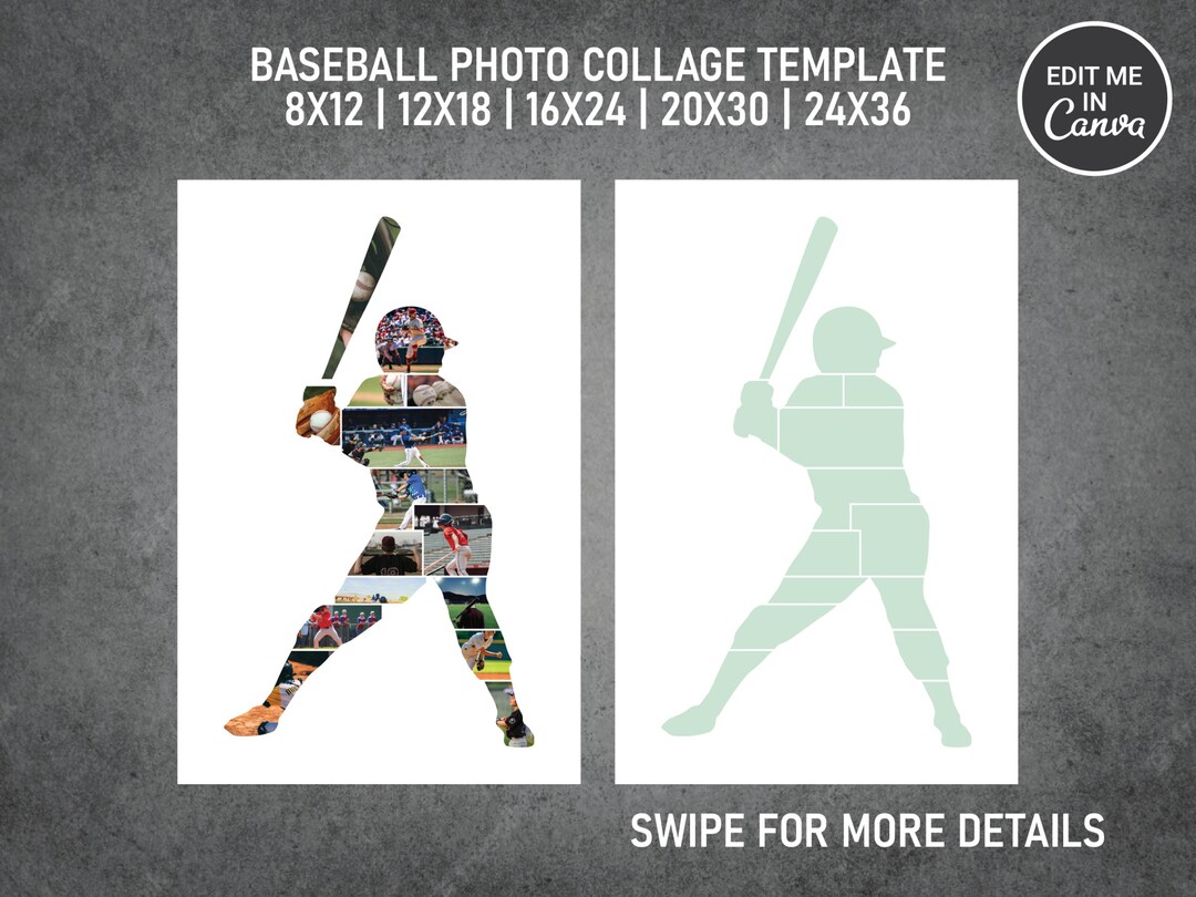Baseball Sport Photo Collage Template Canva PDF | Memorial Collage 8x12 ...