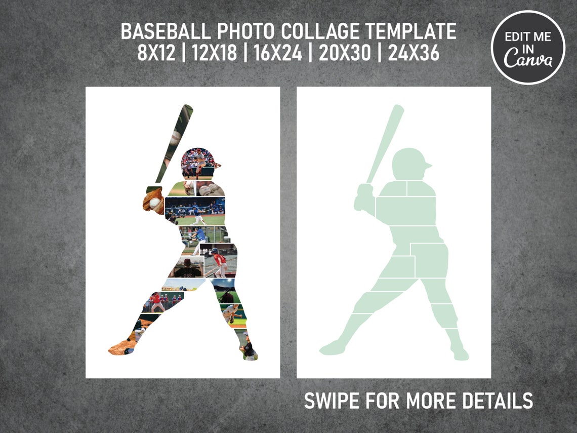 Baseball Sport Photo Collage Template Canva PDF Memorial - Etsy