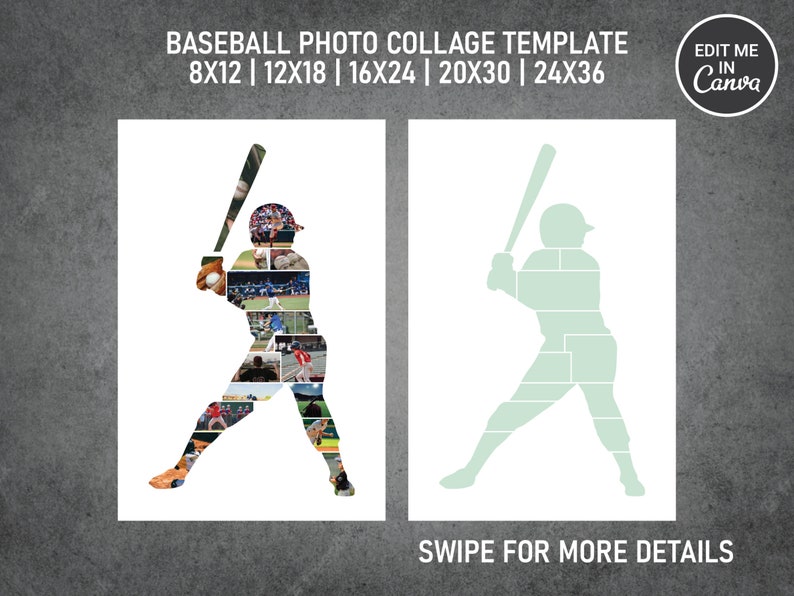 Baseball Sport Photo Collage Template Canva PDF Memorial - Etsy