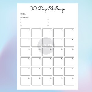 30 Day Challenge Tracker Printable PDF A4 US Letter - Etsy