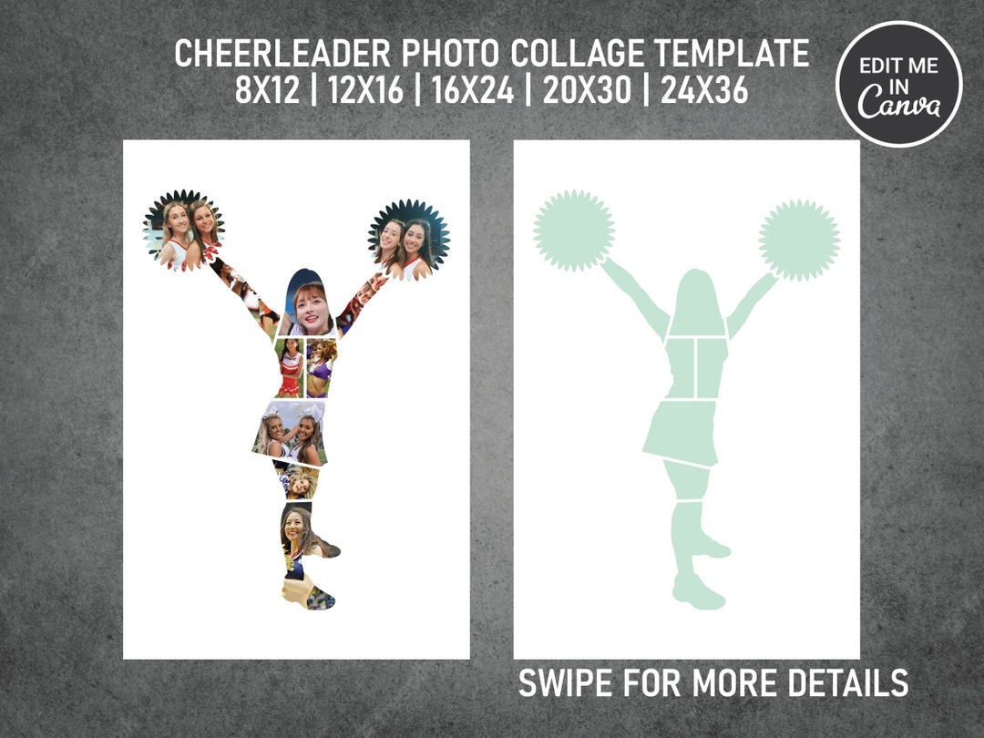 Cheerleading Cheerleader Photo Collage Template Canva PDF | 8x12 12x18 ...