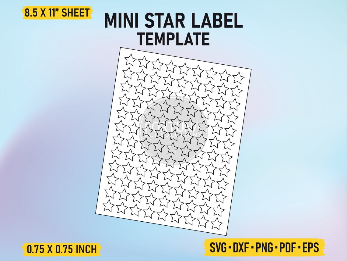 0.75" X 0.75" Star Label Template SVG Cut File Vector Cricut Silhouette ...