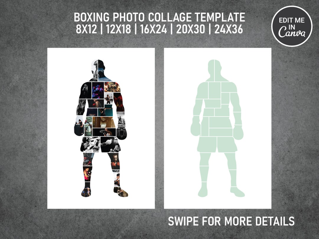 Boxing Sport Photo Collage Template Canva PDF | Memorial Collage 8x12 ...