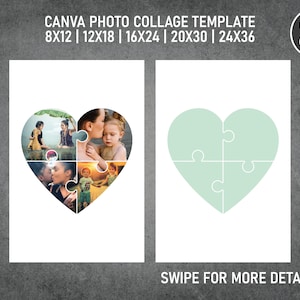 Valentine Heart Jigsaw Puzzle Photo Collage Template Canva PDF ...