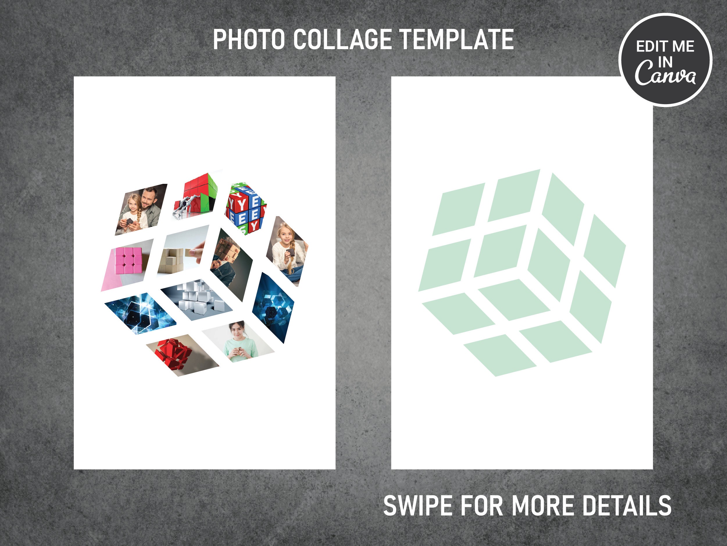 Rubik's Cube Photo Collage Template Canva PDF Memorial - Etsy Australia
