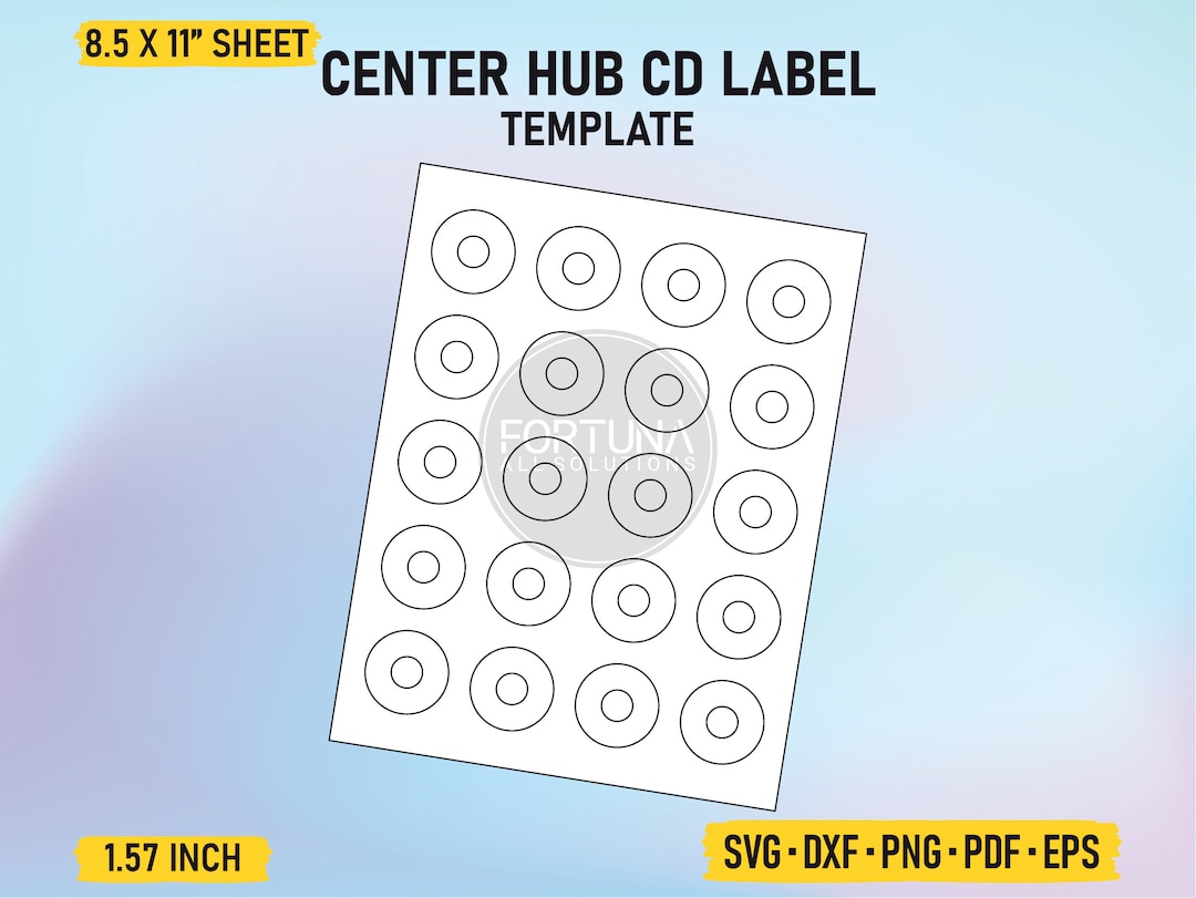 1.57 Inch Center Hub CD / Dvd / Blu-ray Label Template SVG Cut File ...